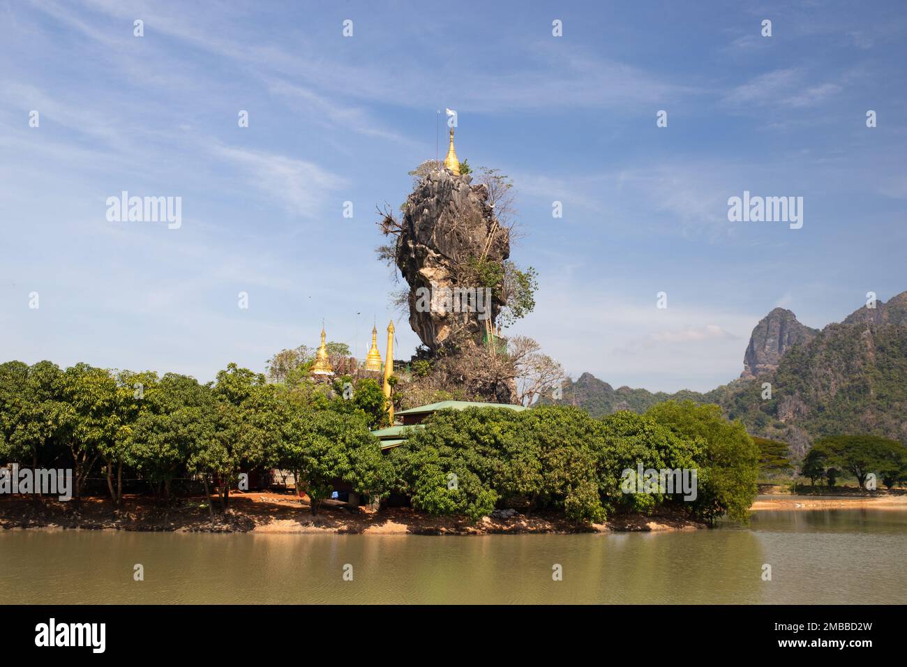 Kyauk Kalap ( Kyauk Ka Lat ) Pagoda Landscape - Hpa-An , Myanmar Stock ...