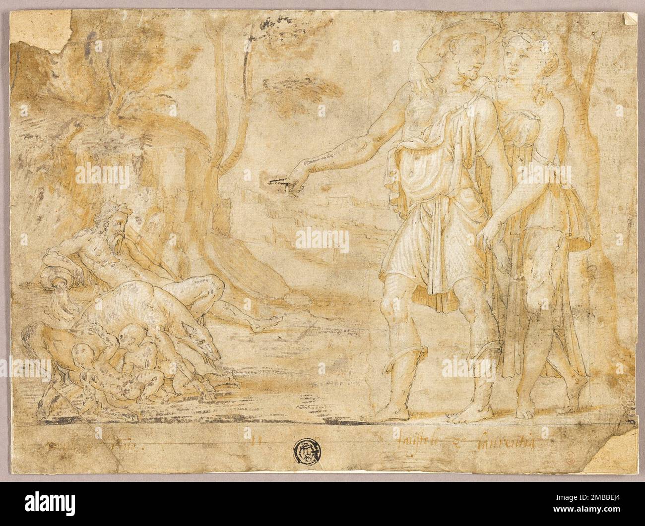 Faustulus and Merentia Discover Romulus and Remus, n.d Stock Photo - Alamy