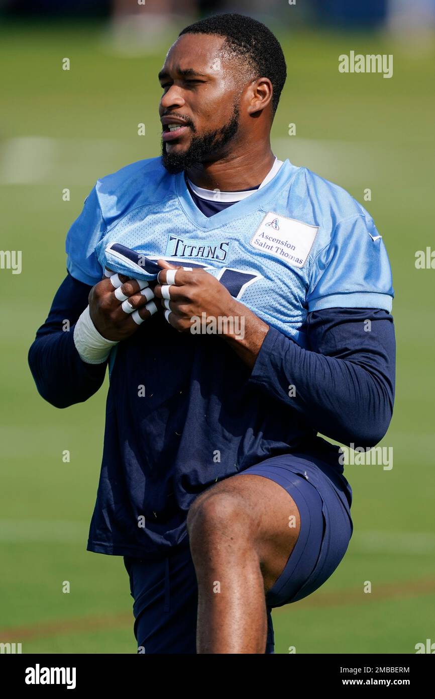 Tennessee Titans free safety Kevin Byard stretches at the NFL football ...