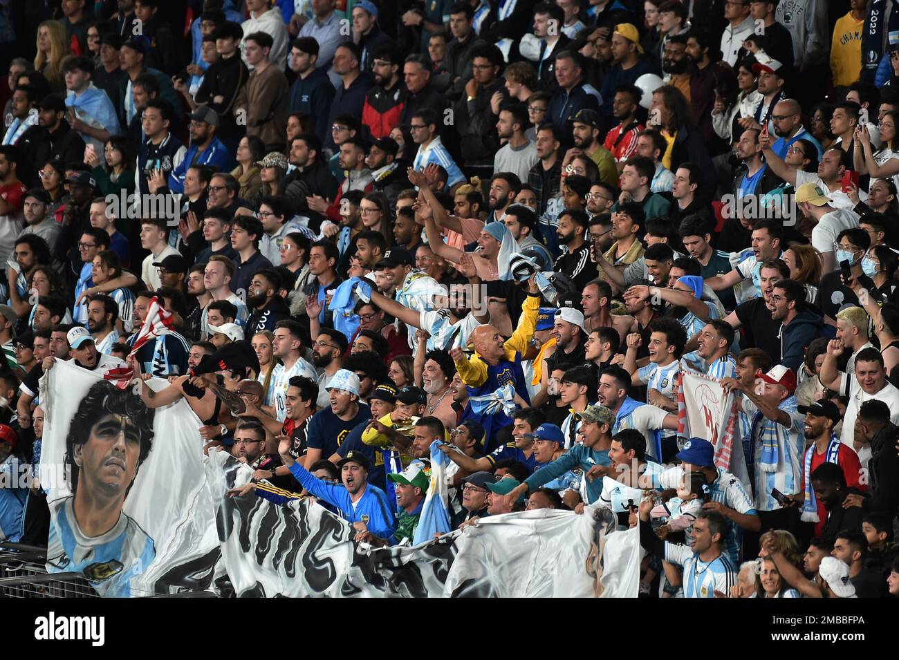 Argentina's fans celebrate during the Finalissima soccer match between ...