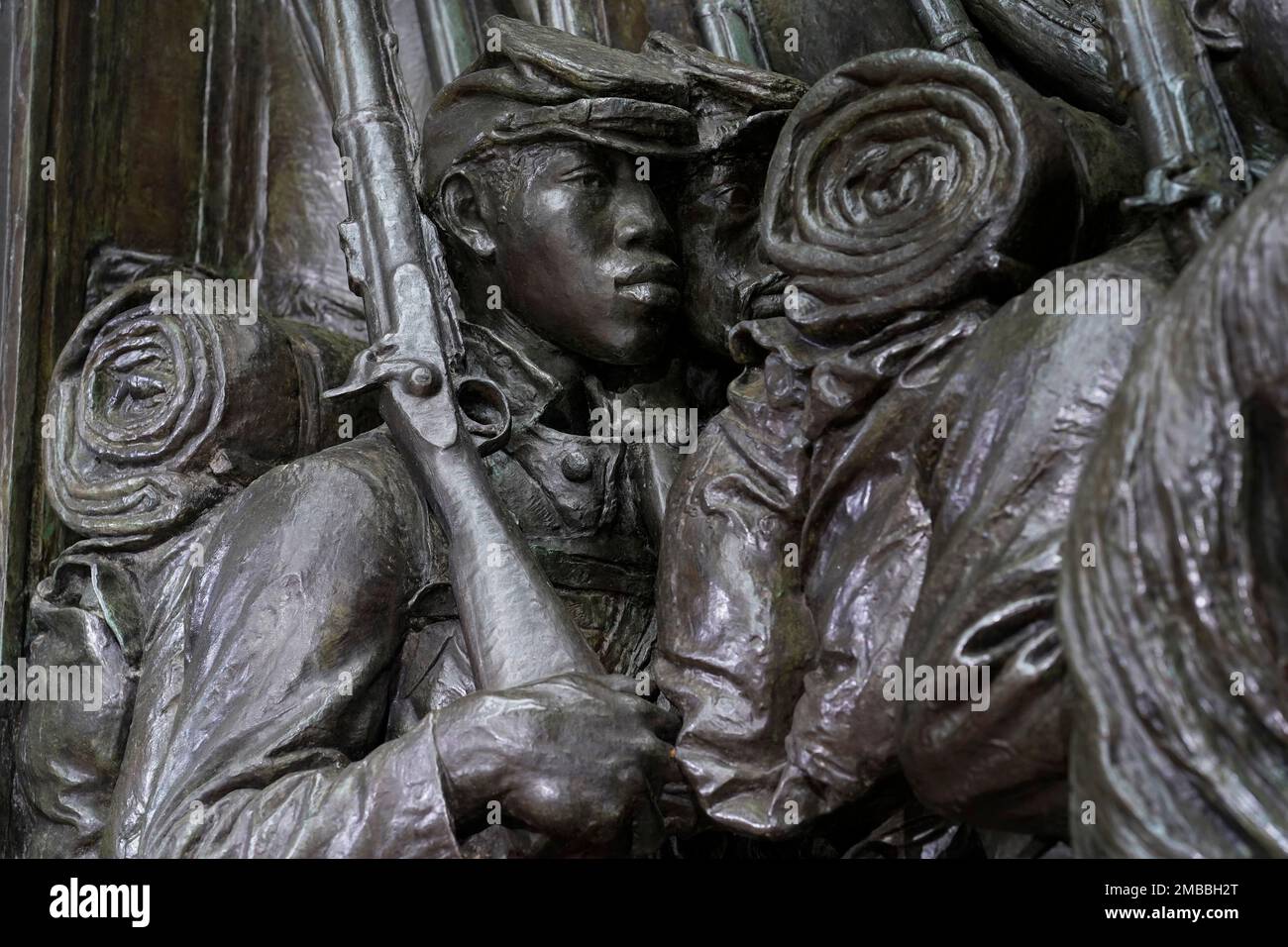A detail of the Robert Gould Shaw and the 54th Massachusetts Regiment ...