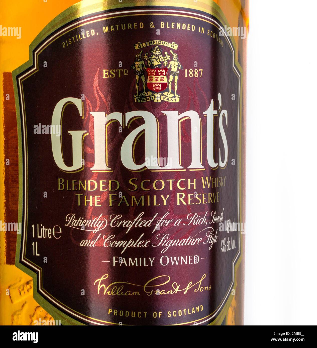 Chisinau, Moldova 06 January 2017: Grants blended whiskey isolated on ...