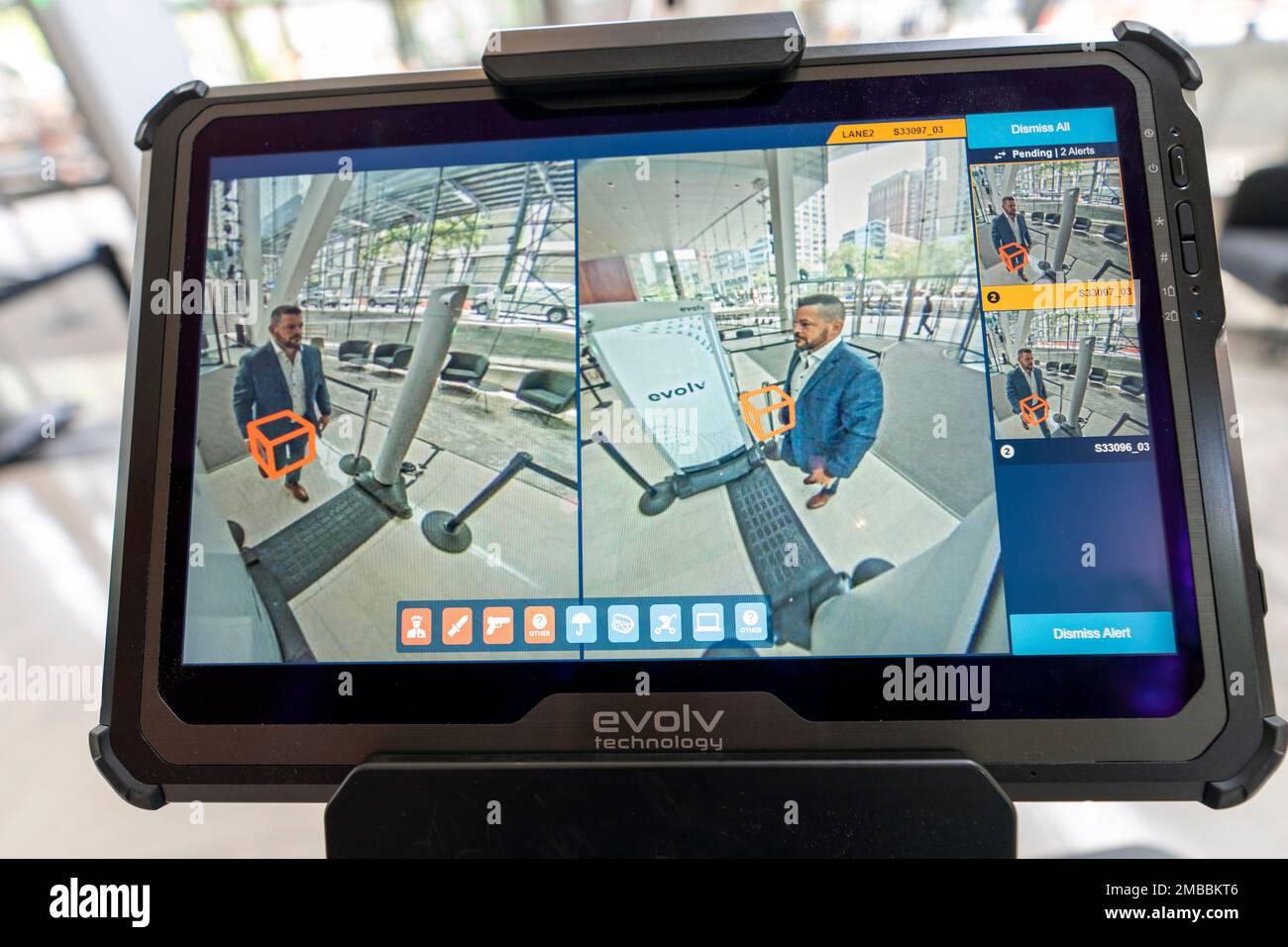 The Evolv Express weapons detection system flags a weapon that Dominck ...