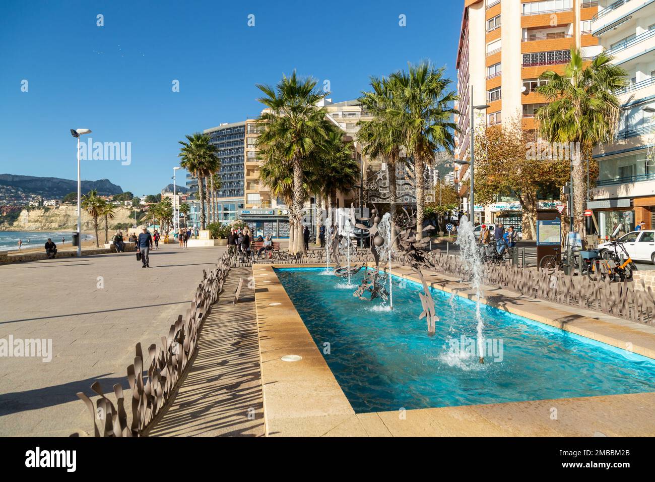 A fountain along the prom in Calpe, Alicante ,Spain Stock Photo - Alamy