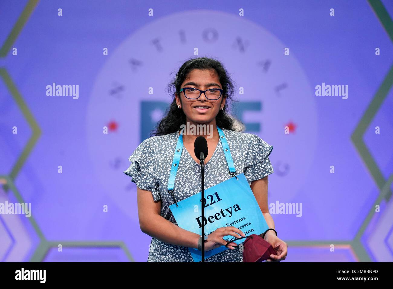 Deetya Vuppala, 13, from Bellevue, Wash., competes during the Scripps ...