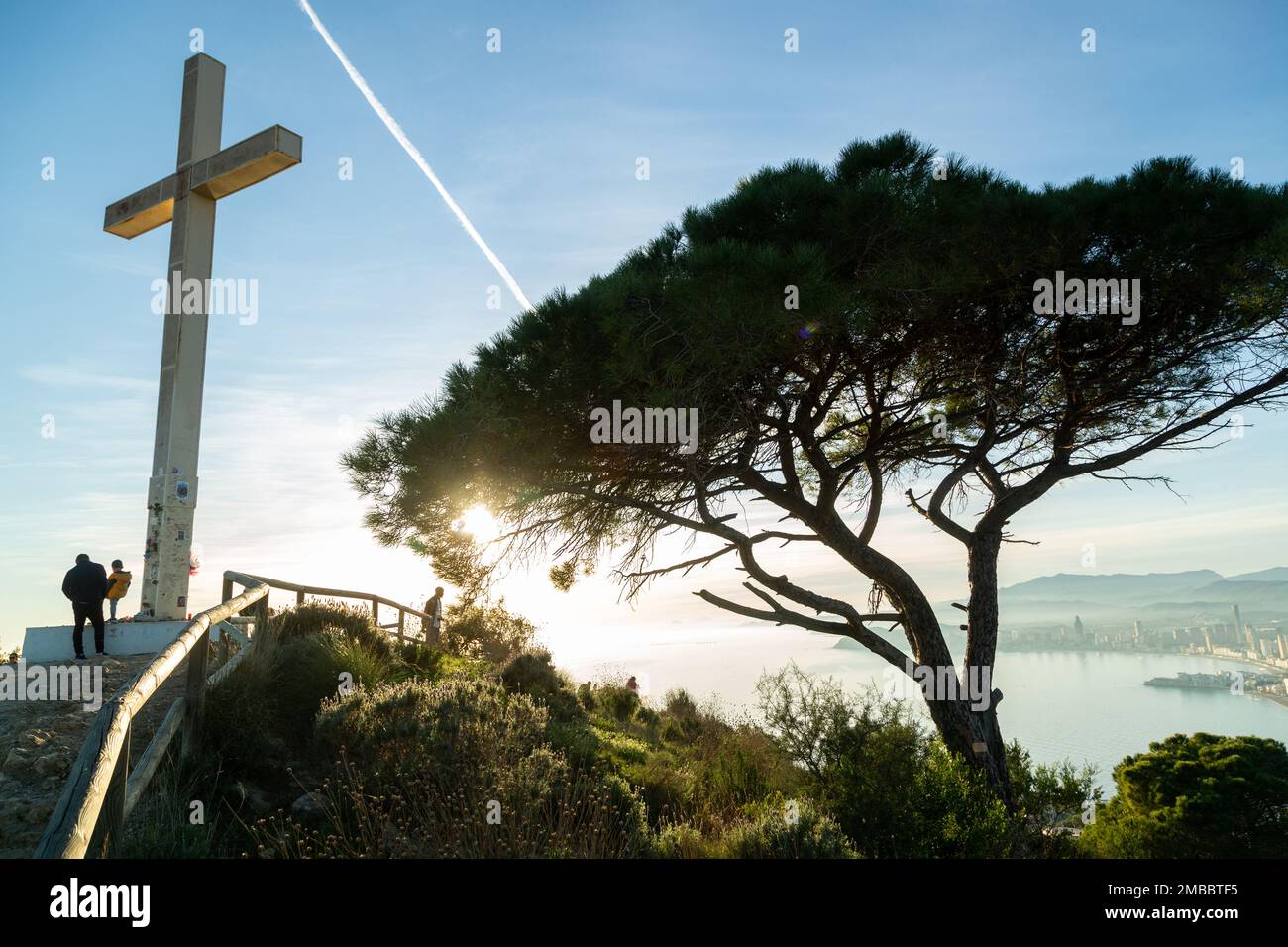 La Cruz (Cross) de Benidorm at sunset, Benidorm, Costa Blanca, Alicante ...