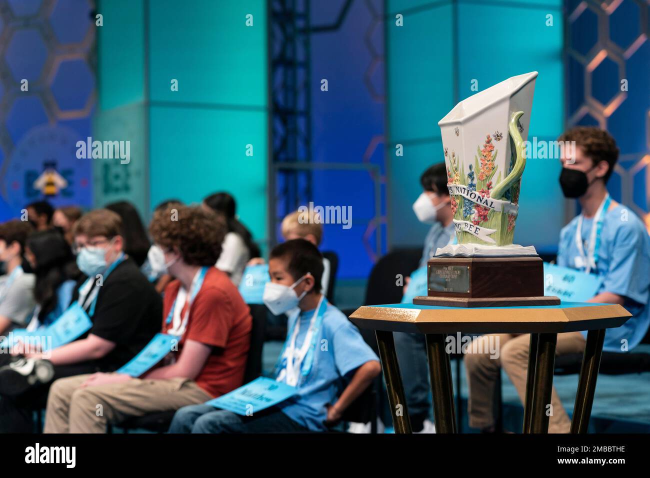 The trophy is displayed during the Scripps National Spelling Bee ...