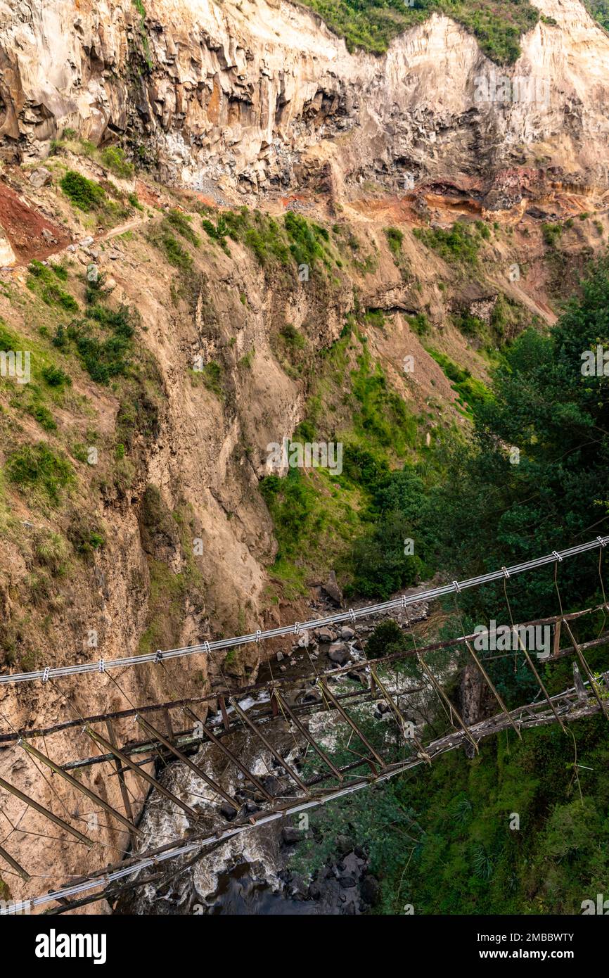 old suspension bridge over the chasm Stock Photo - Alamy