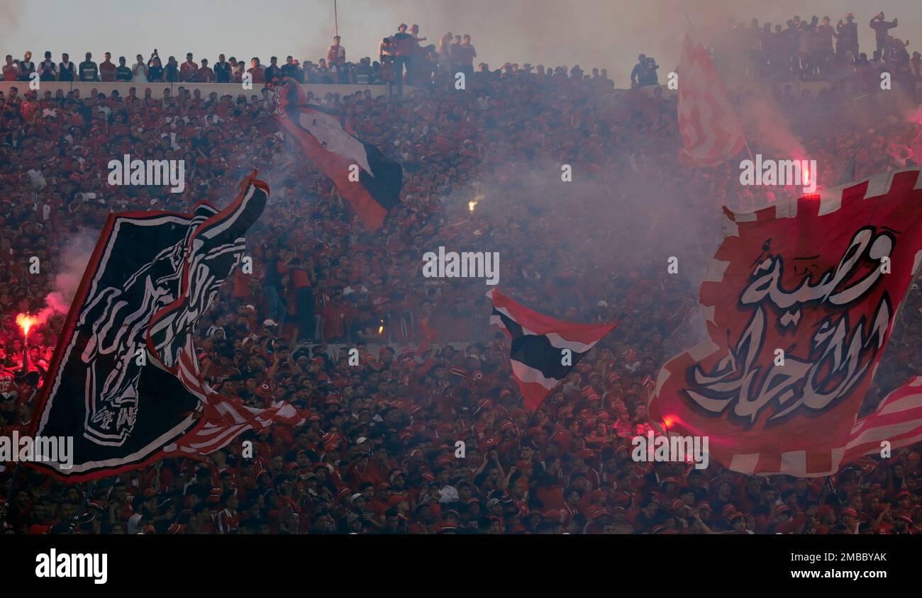 Wydad AC fans light flares during the CAF Champions League Soccer final ...