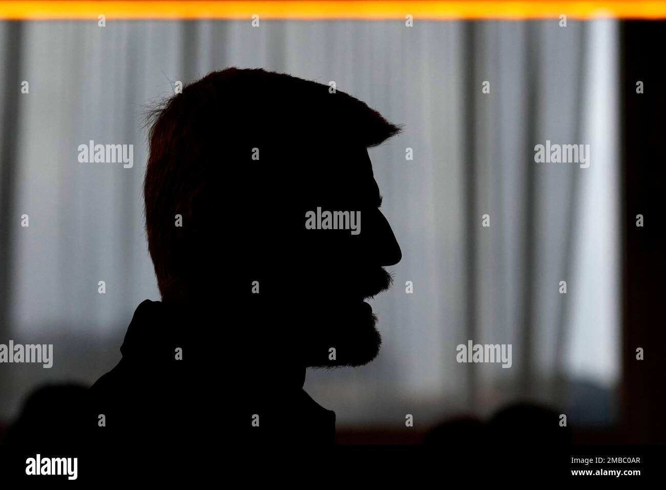 Presidential candidate and retired army Gen. Petr Pavel is silhouetted ...