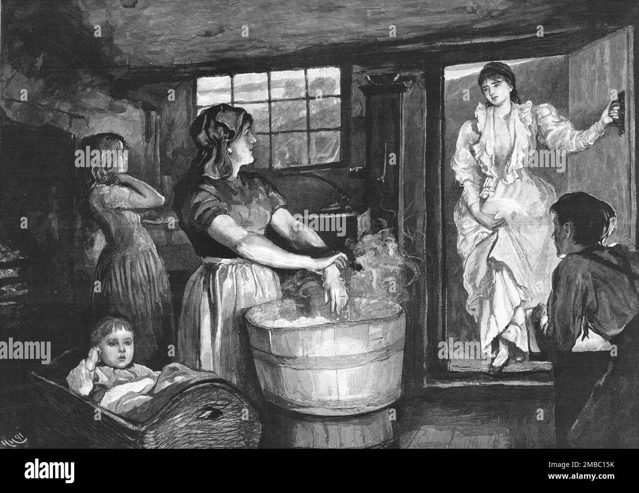 Victorian mother washing child hi-res stock photography and images - Alamy