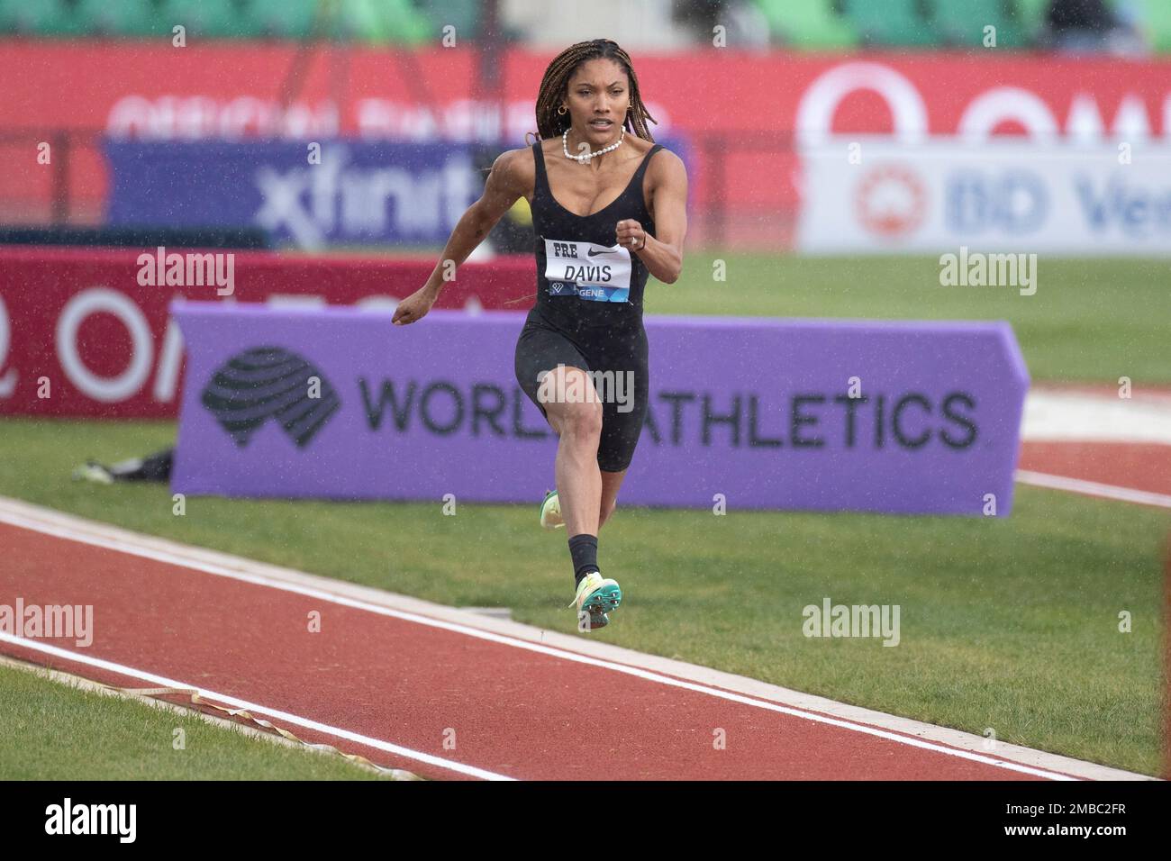 The United States' Tara Davis competes in the women's long jump during ...