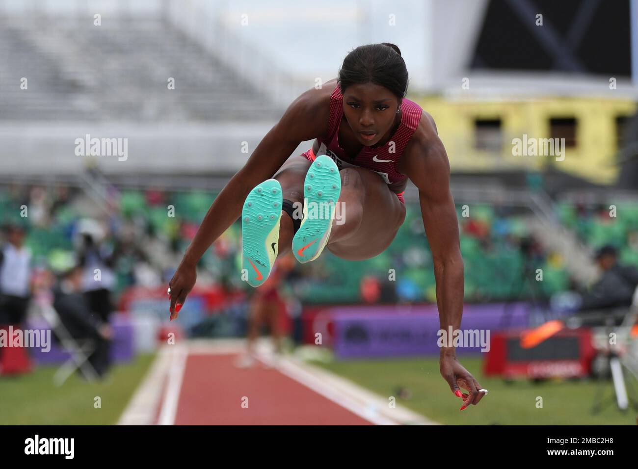 Sweden's Khaddi Sagnia competes in the women's long jump during the ...