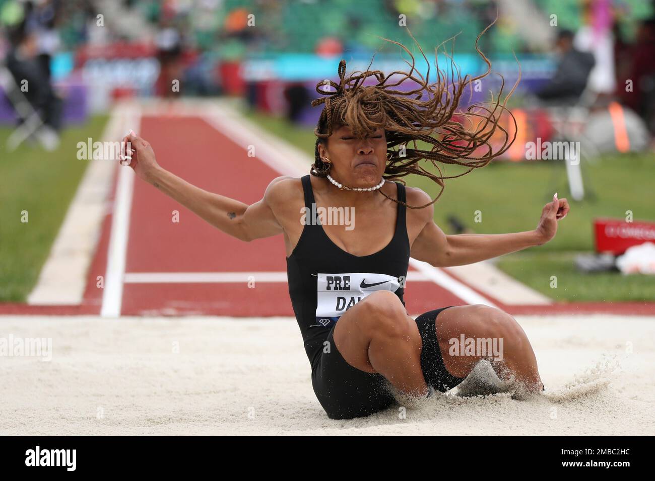 The United States' Tara Davis competes in the women's long jump during ...
