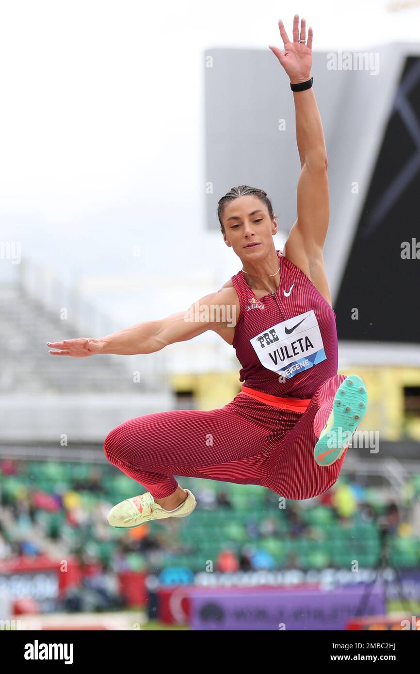 Serbia's Ivana Vuleta competes in the women's long jump during the ...