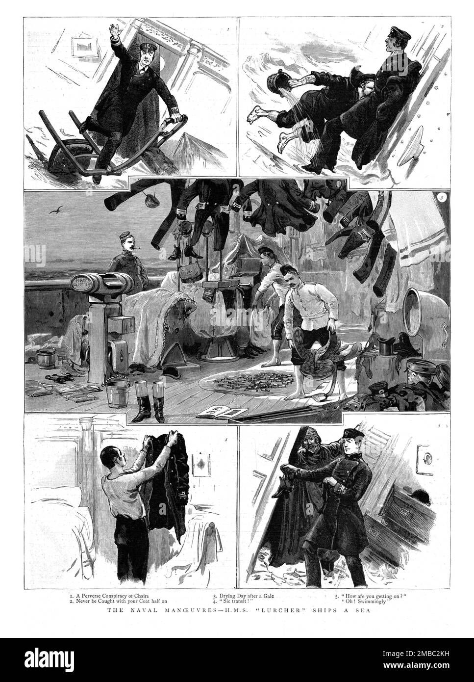 ''The Naval Manoeuvres - HMS"Lurcher" Ships a Sea', 1891. From "The ...