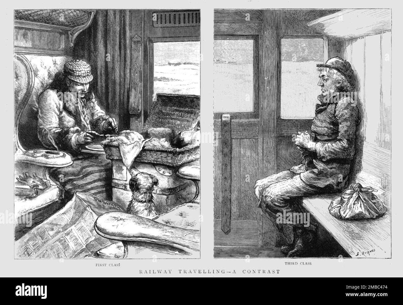 ''Railway Travelling - A Contrast', 1891. From "The Graphic. An ...
