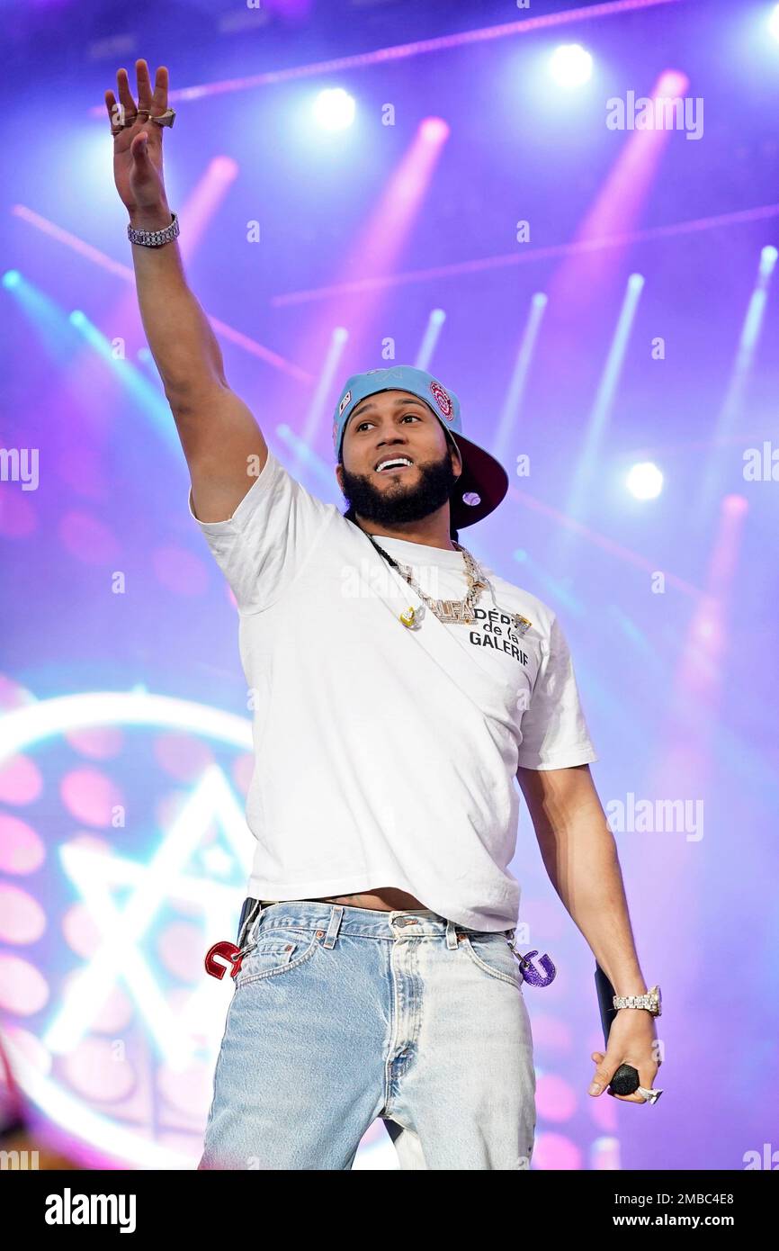 El Alfa performs at the Suenos music festival on Saturday, May 28, 2022 ...