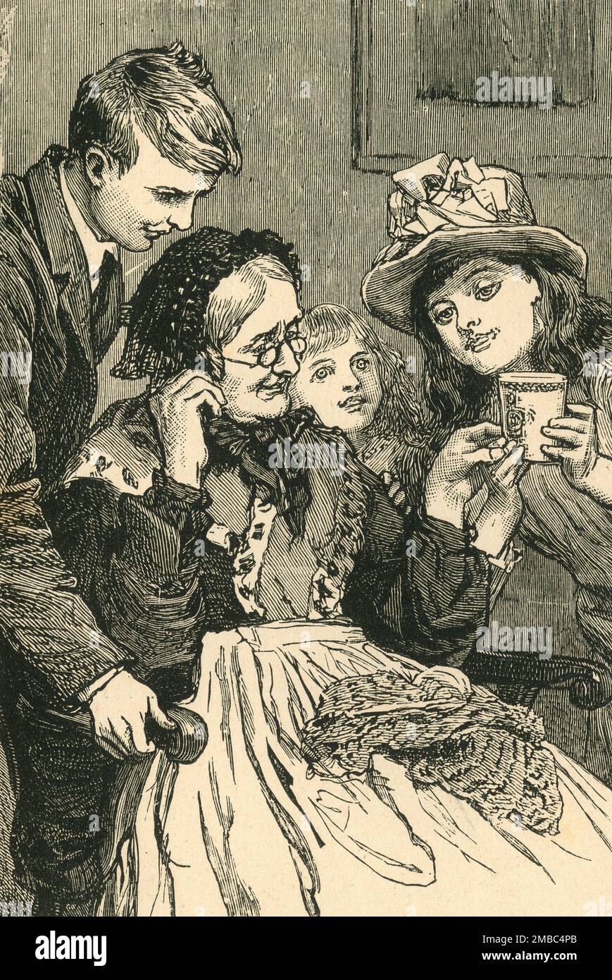 'Home from the Park - The Jubilee Mug', c1897. Family admiring their ...