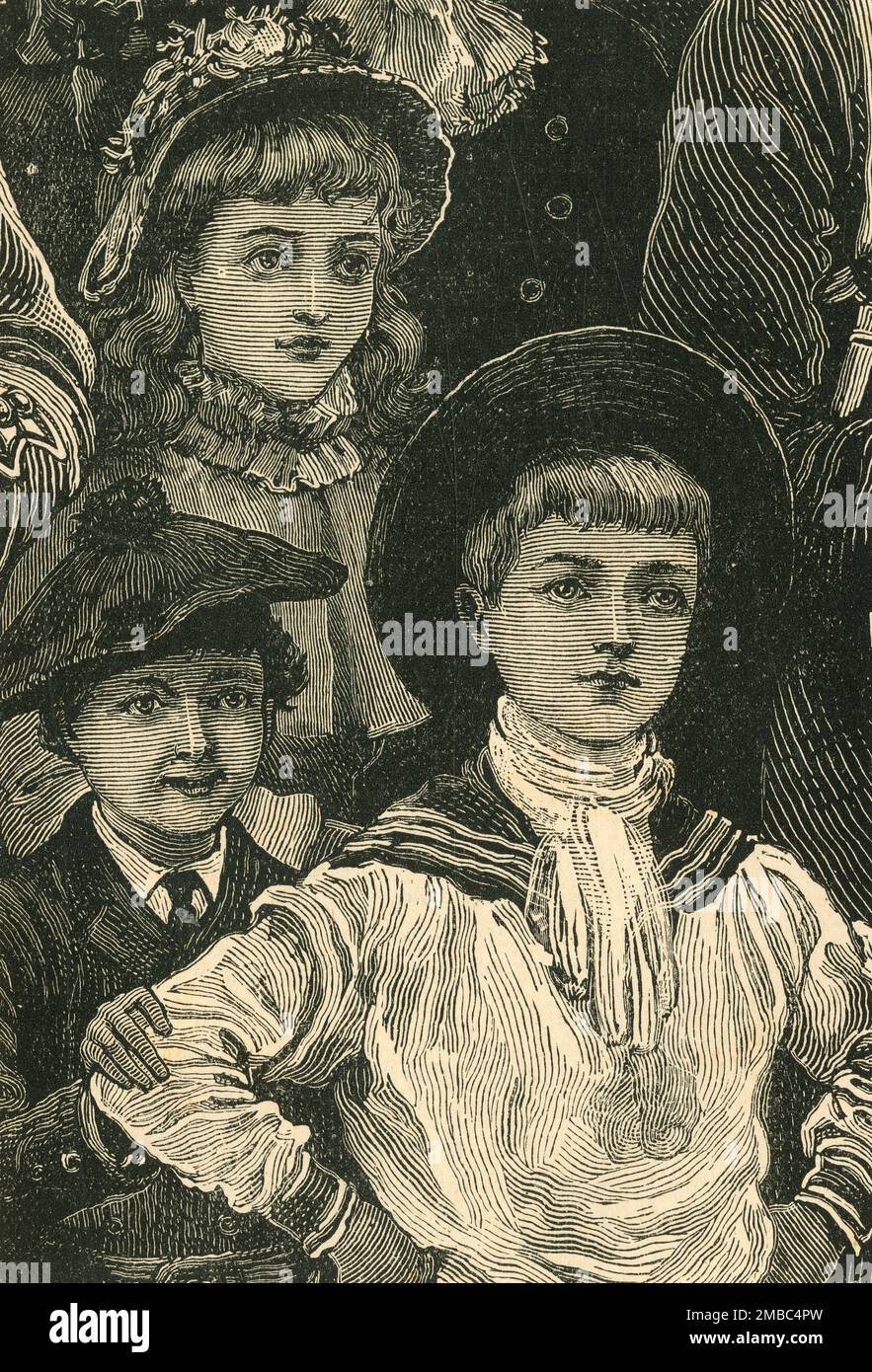 'The Jubilee: "Waiting For The Queen."', c1897. Children in the crowd ...