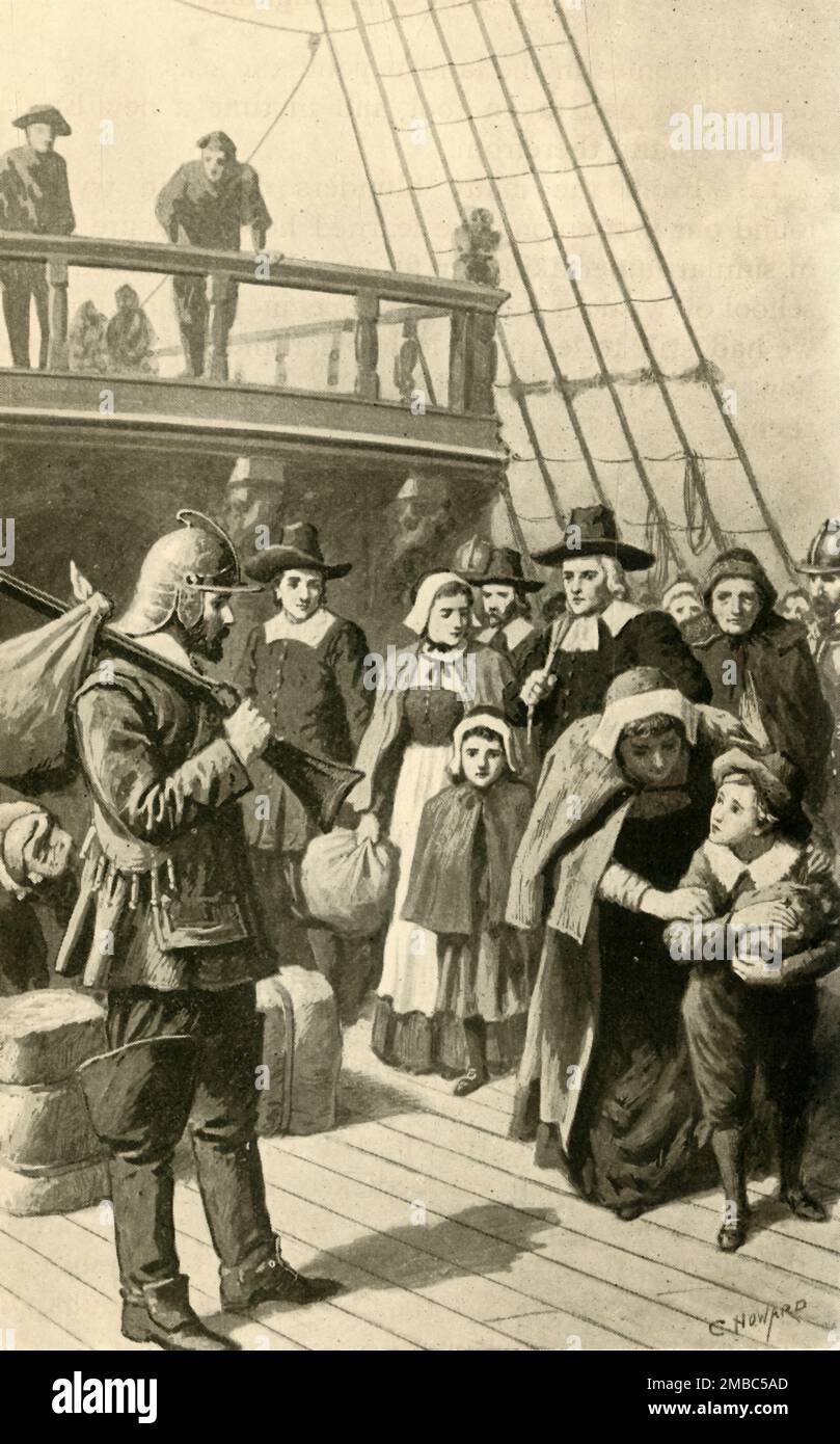 'The Pilgrim Fathers Leaving England', (1902). English puritans on ...