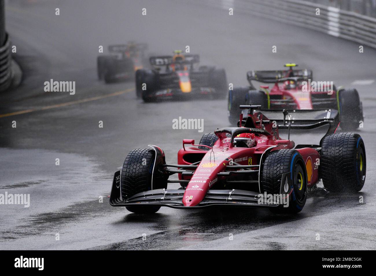 Ferrari driver Charles Leclerc of Monaco leads during the Monaco ...