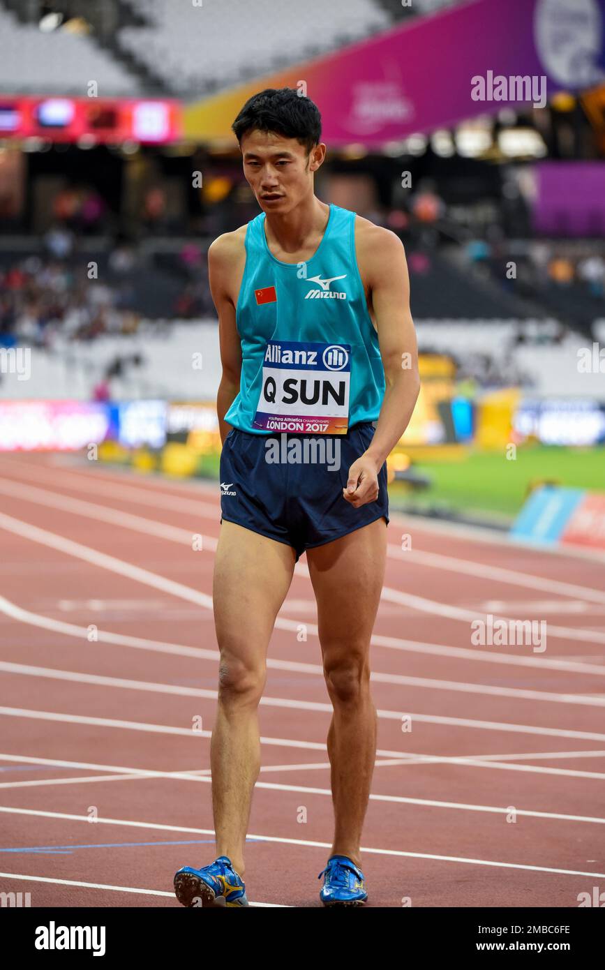 Sun Qichao competing in the 2017 World Para Athletics Championships in ...