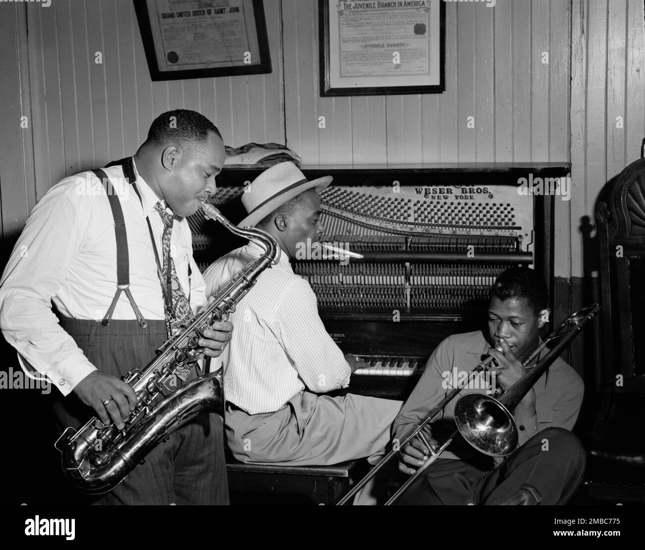 Portrait of Joe Thomas and Eddie Wilcox, Loyal Charles Lodge No. 167 ...