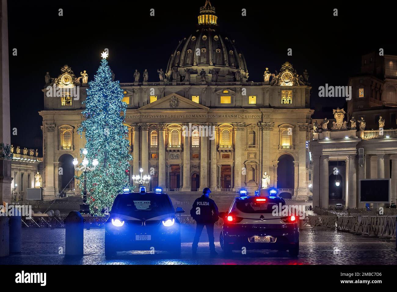 Rome, Italy - December 31, 2022: St. Peter's basilica decorated with ...