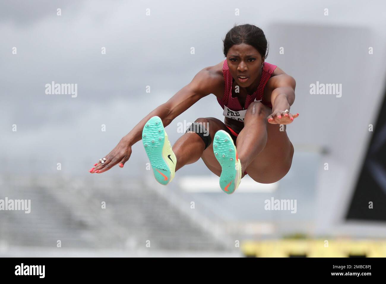 Sweden's Khaddi Sagnia competes in the women's long jump during the ...