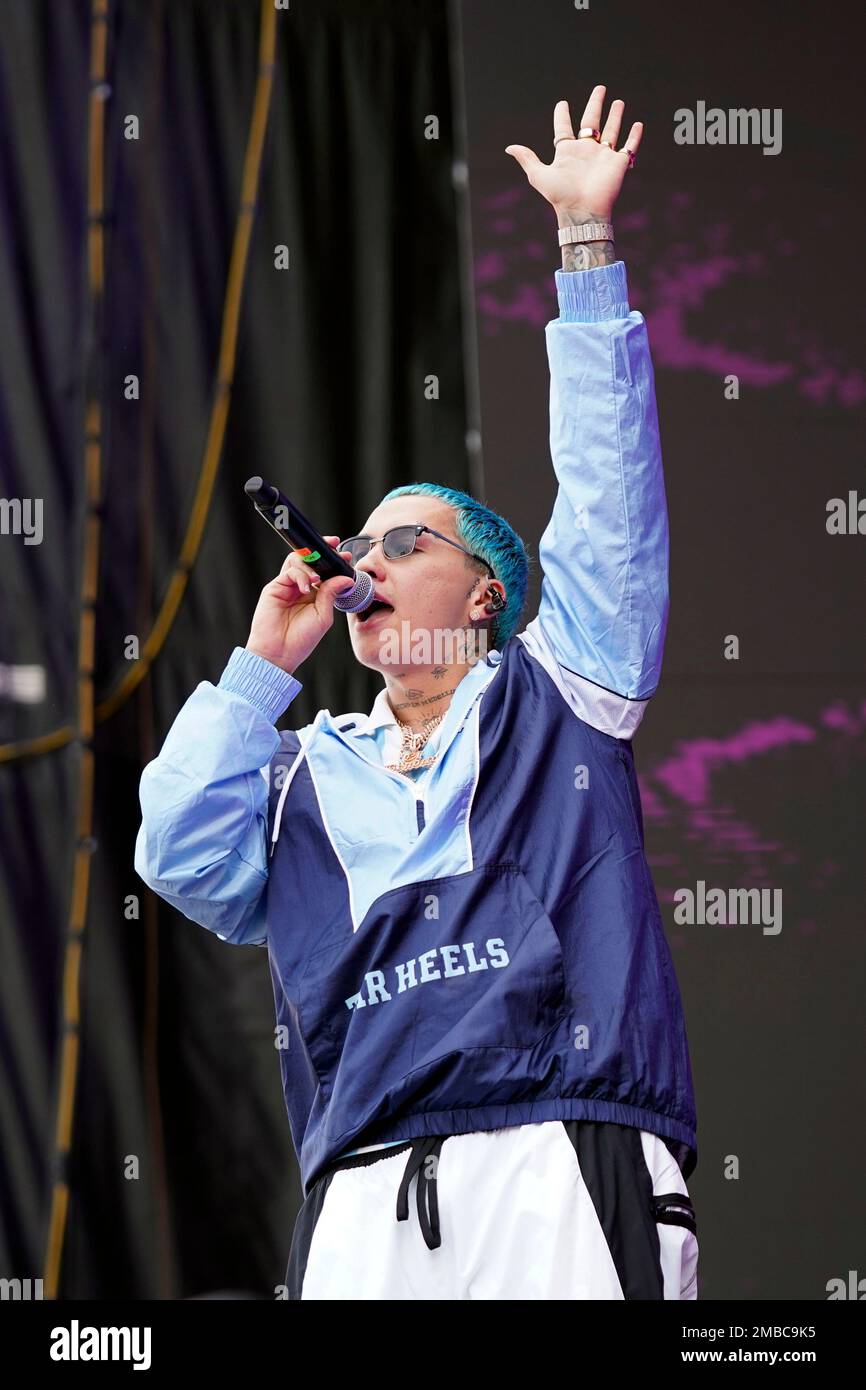 Blessd performs at the Suenos music festival on Saturday, May 28, 2022 ...