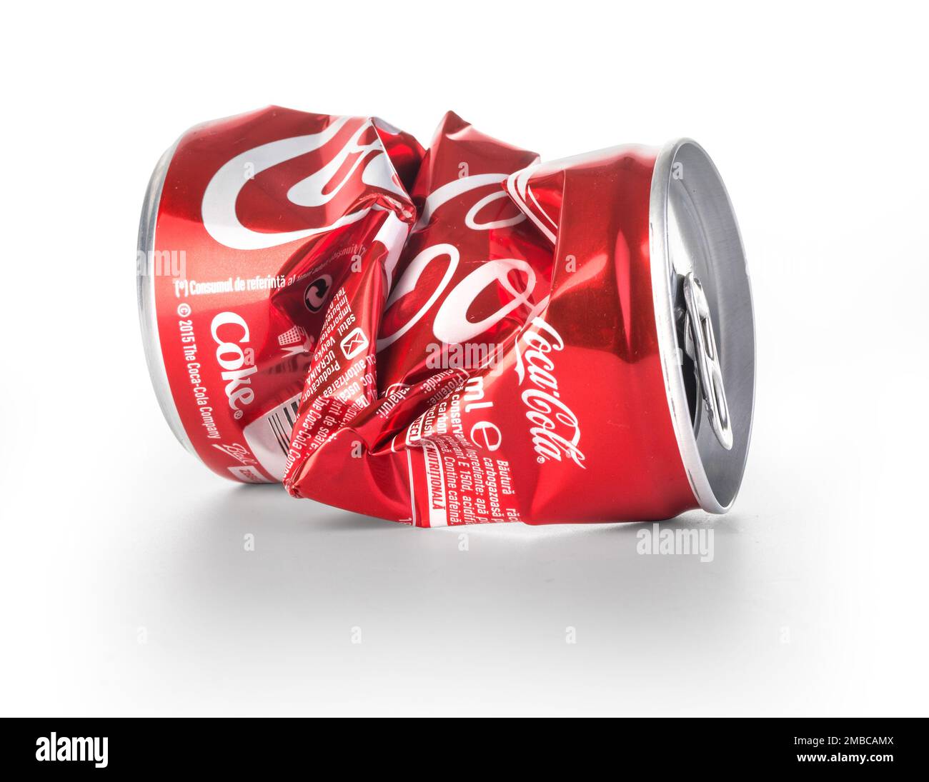 Chisinau, Moldova - August, 26, 2016:Crumpled Coca Cola cans. Coca Cola ...