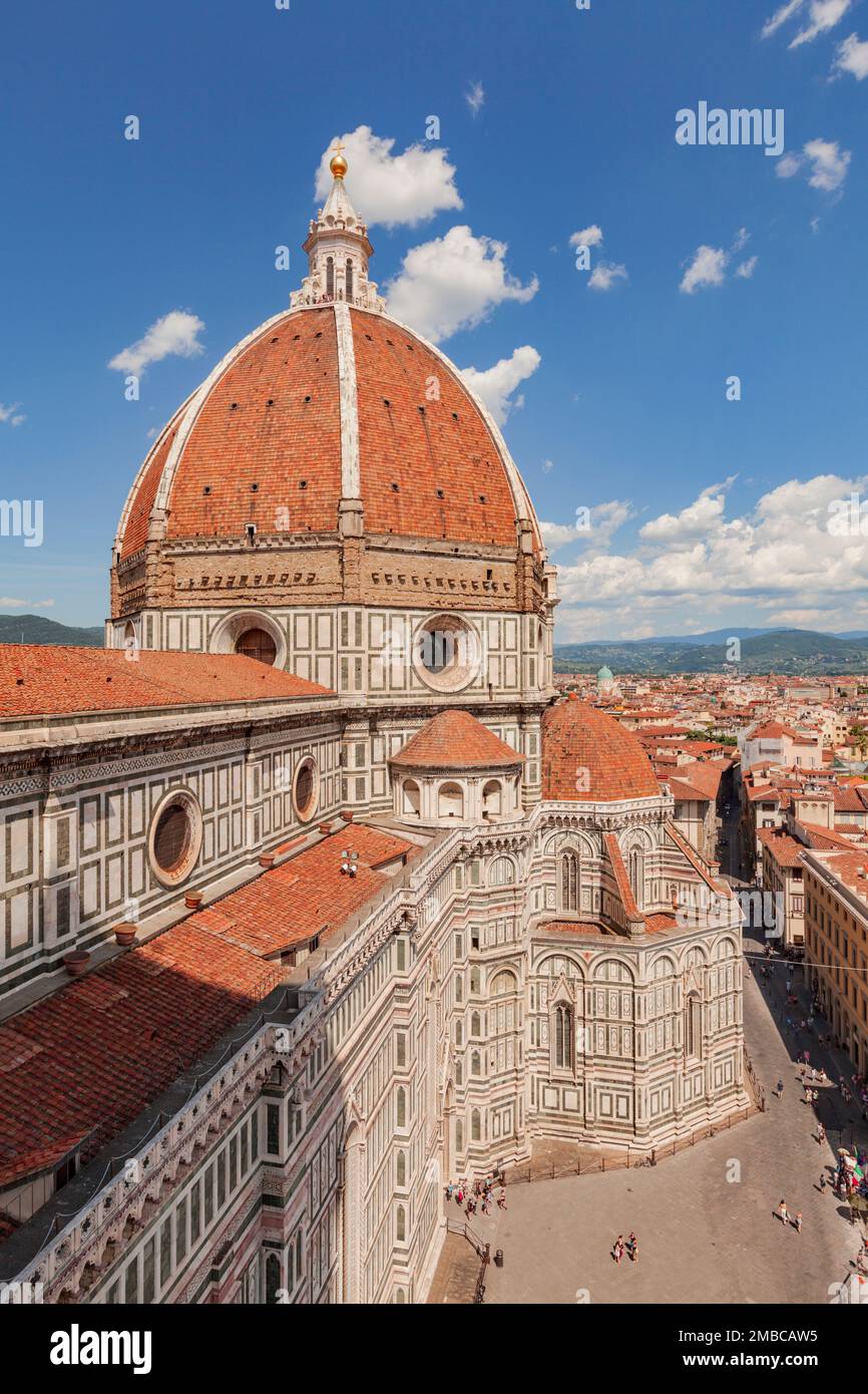 Aerial view of Doumo, Cattedrale di Santa Maria del Fiore, Florence ...