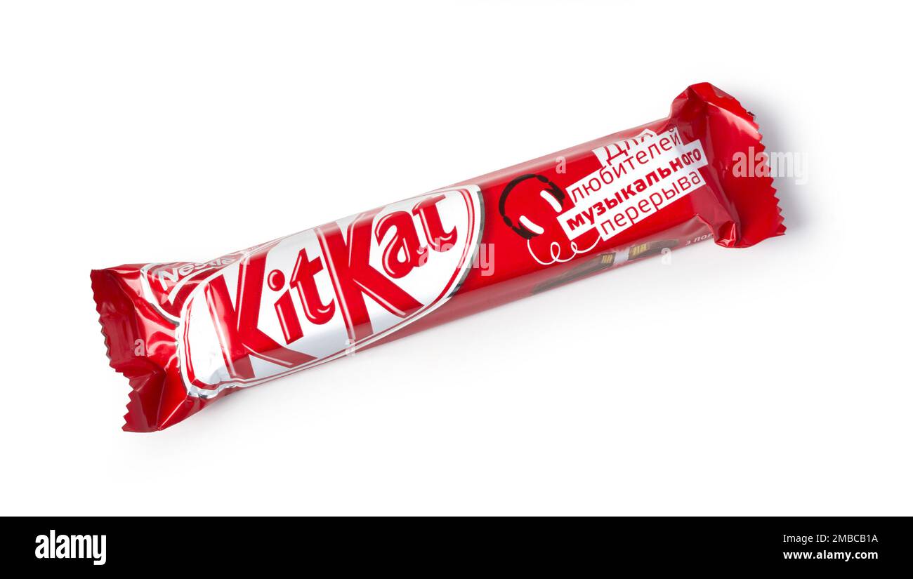 CHISINAU,MOLDOVA - NOVEMBER 21, 2015:Isolated Kit Kat chocolate bar ...