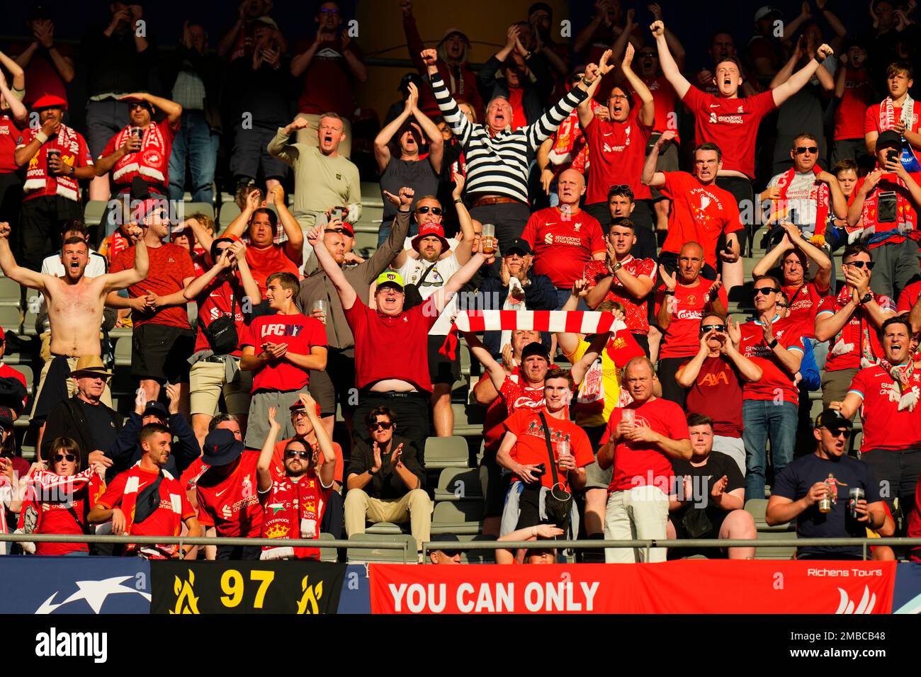 Liverpool supporters cheer before the Champions League final soccer ...