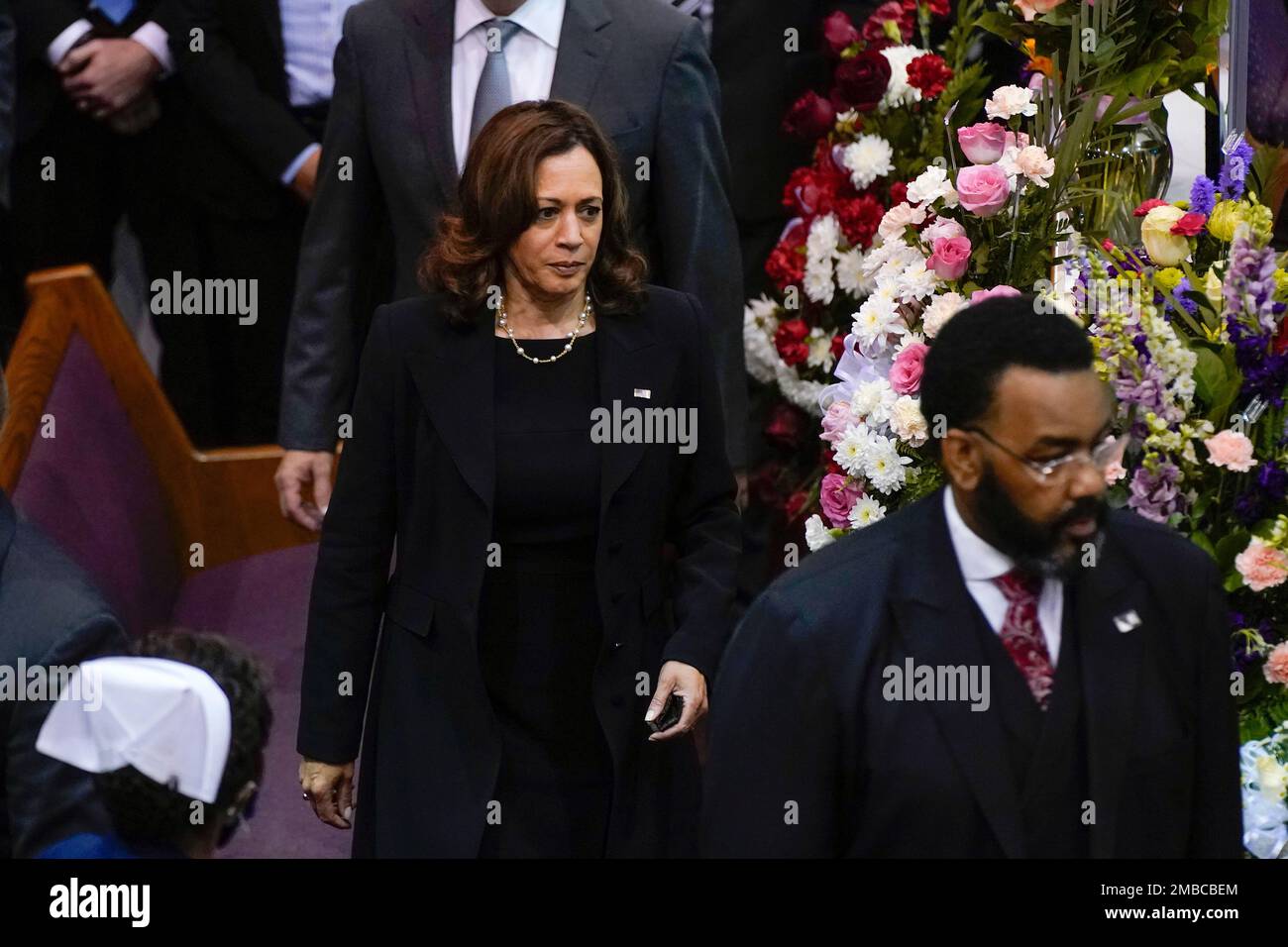 Vice President Kamala Harris arrives at a memorial service for Ruth ...