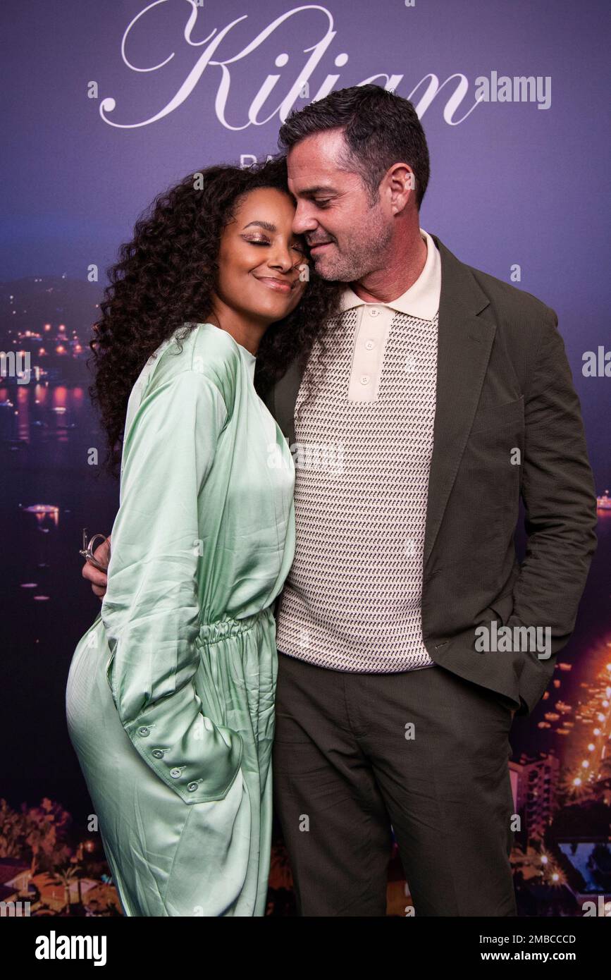 Kat Graham and Darren Genet pose for photographers upon arrival at the ...