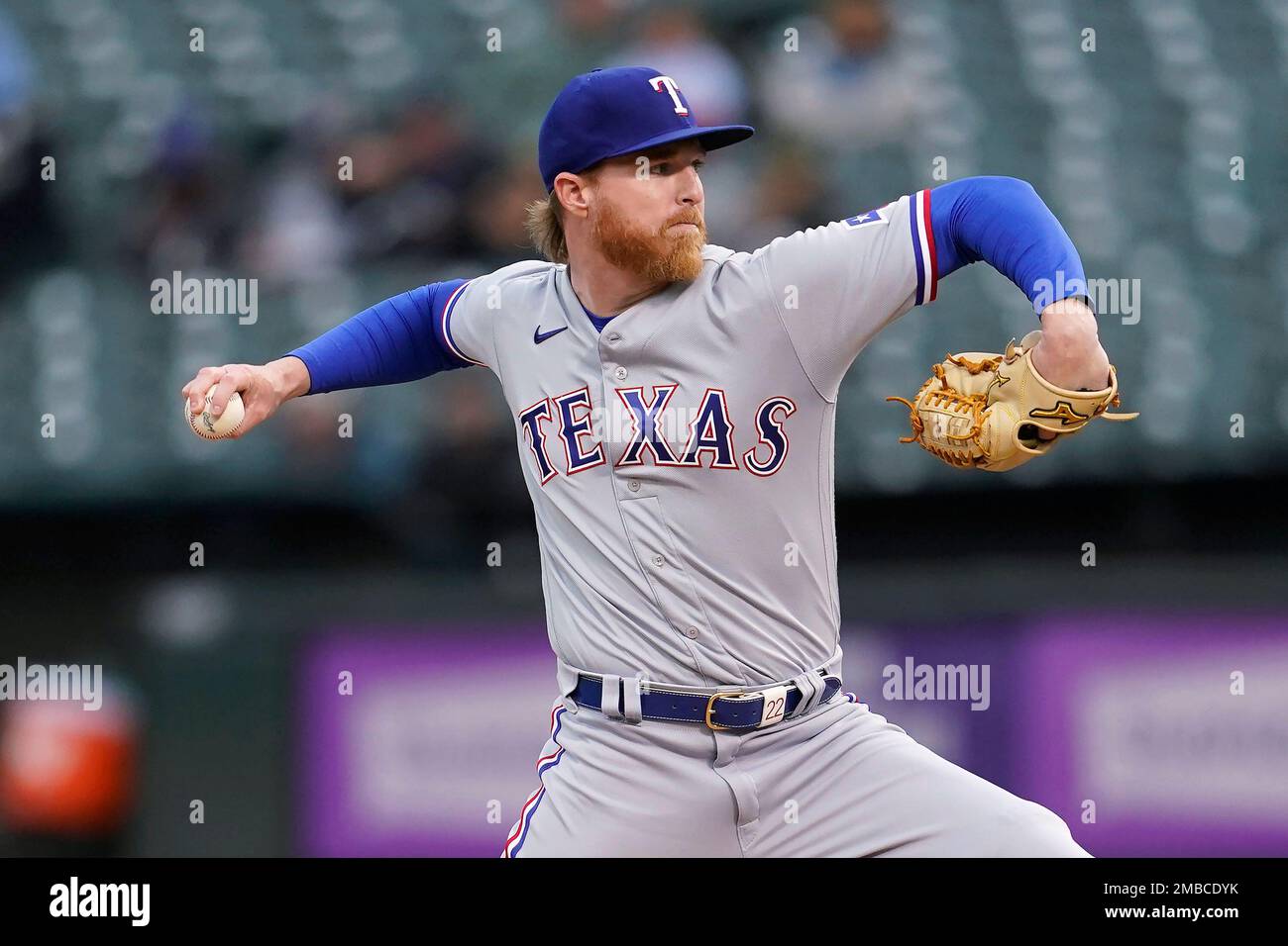 Texas Rangers' Jon Gray pitches against the Oakland Athletics during ...