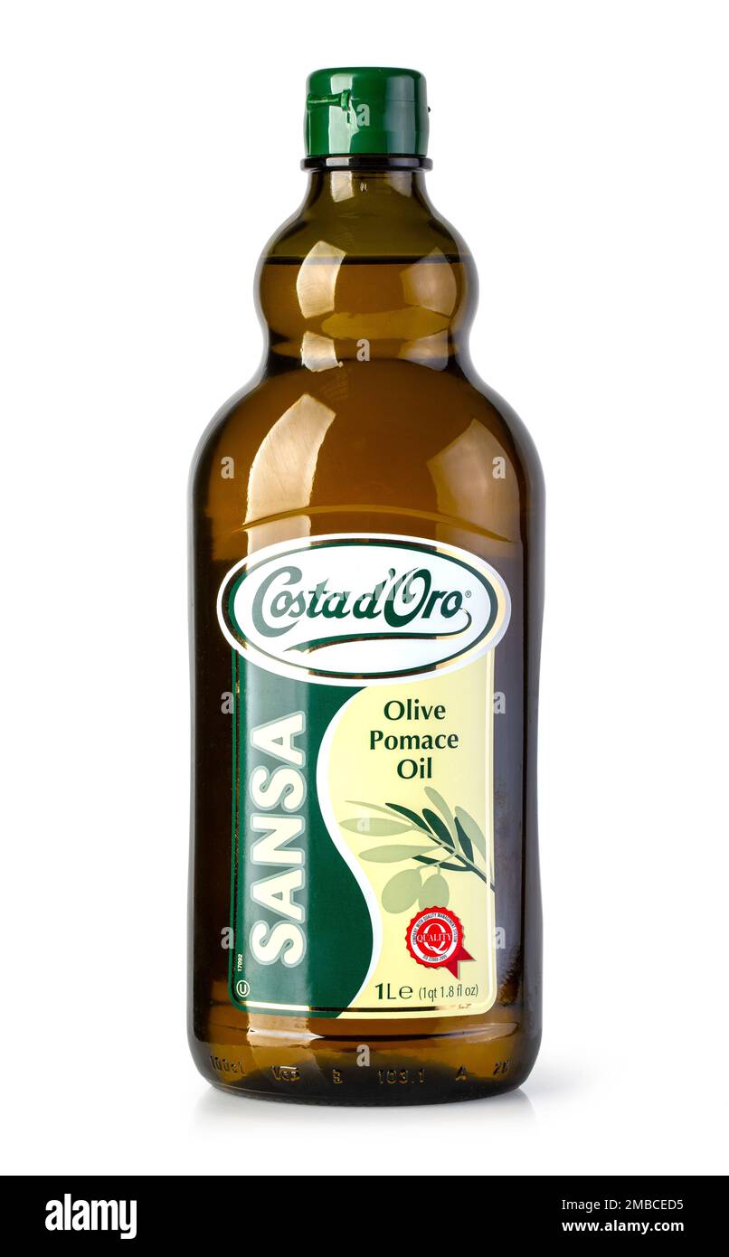 Chisinau, Moldova, May 05.2019: Bottle Costa d'Oro olive oil on white ...
