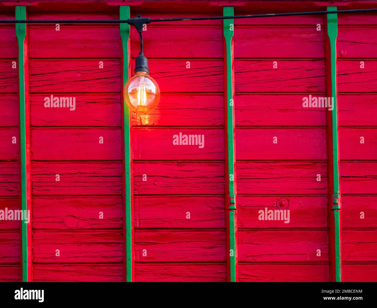 Antique red wooden wall Stock Photo - Alamy