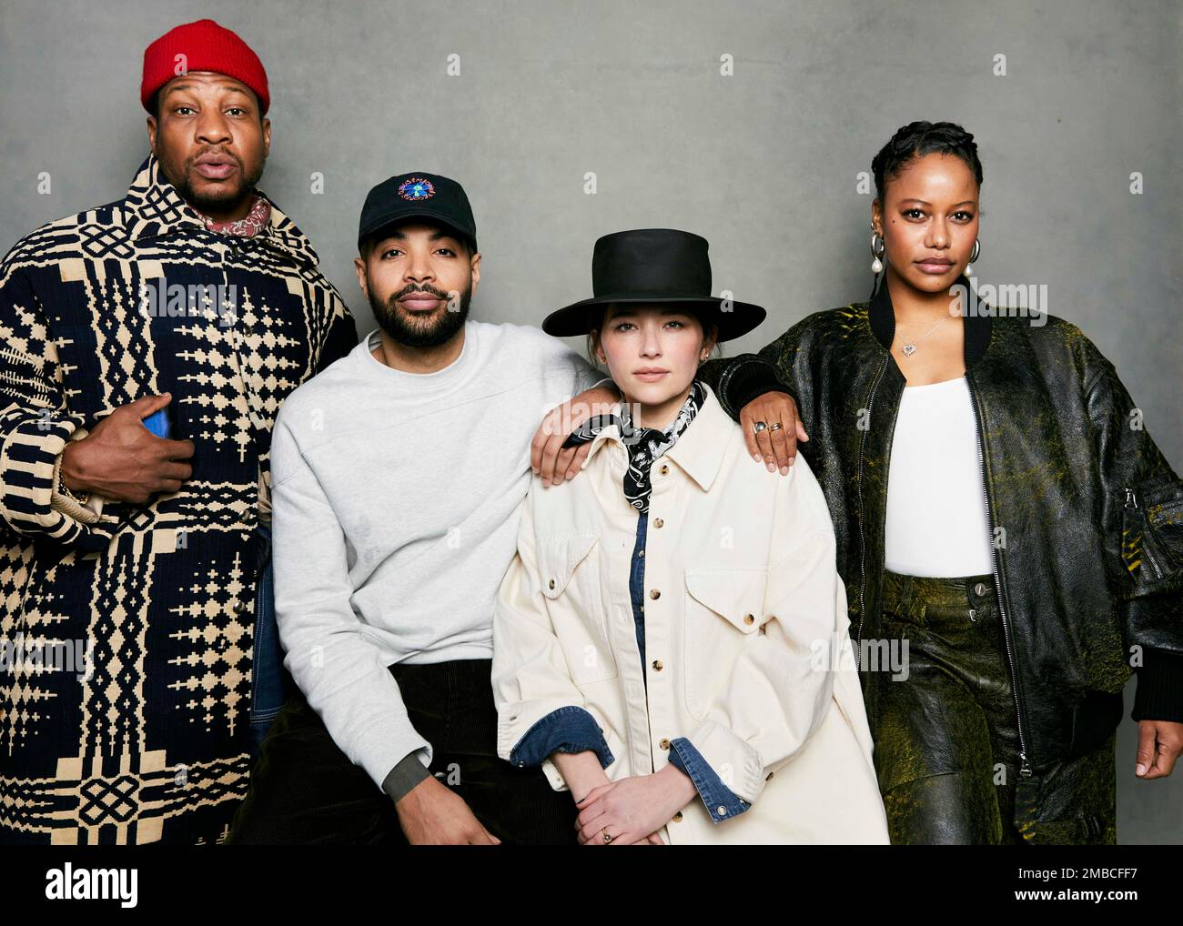 Jonathan Majors, from left, director Elijah Bynum, Haley Bennett and ...