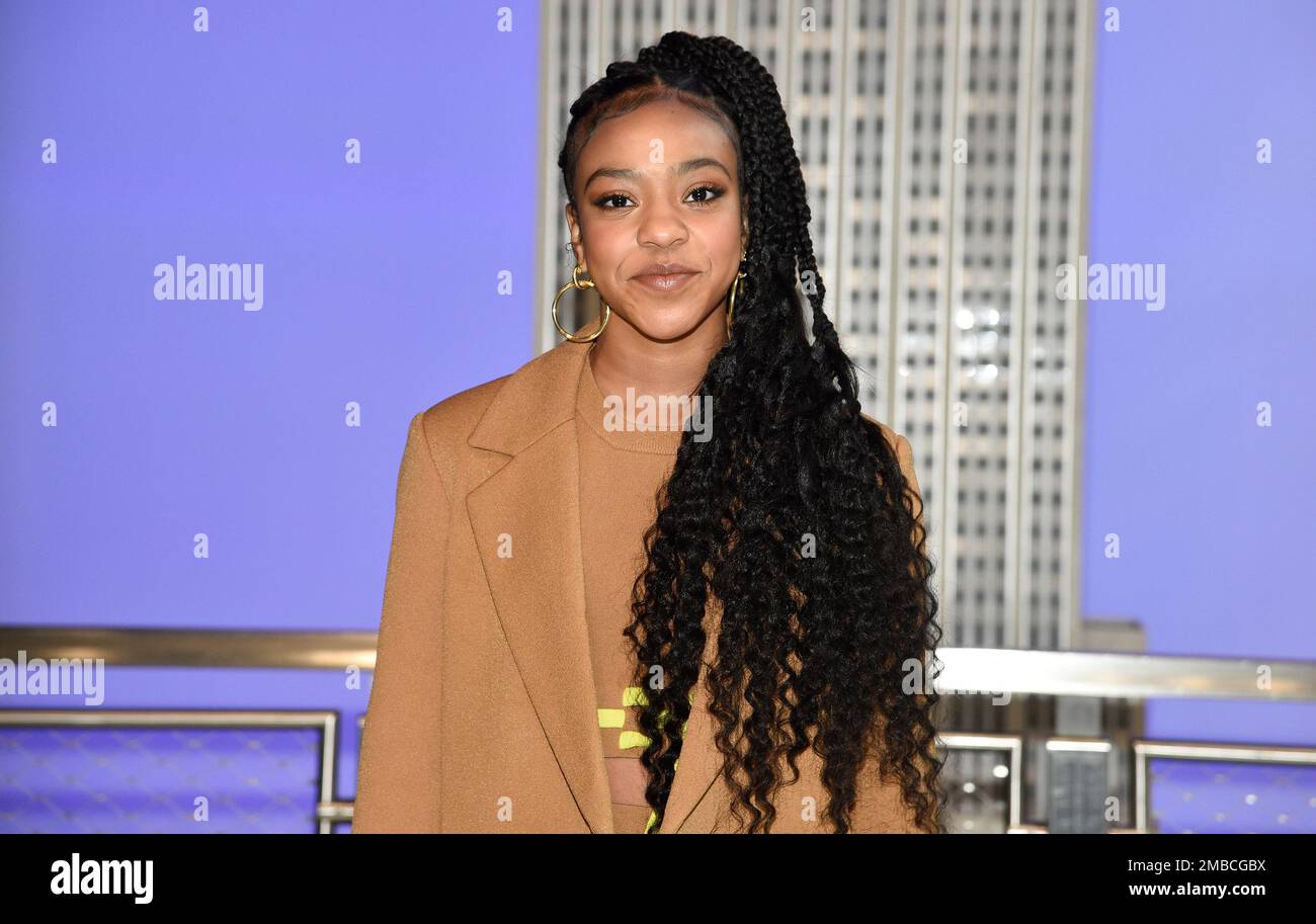 Actor Priah Ferguson participates in the ceremonial lighting of the ...