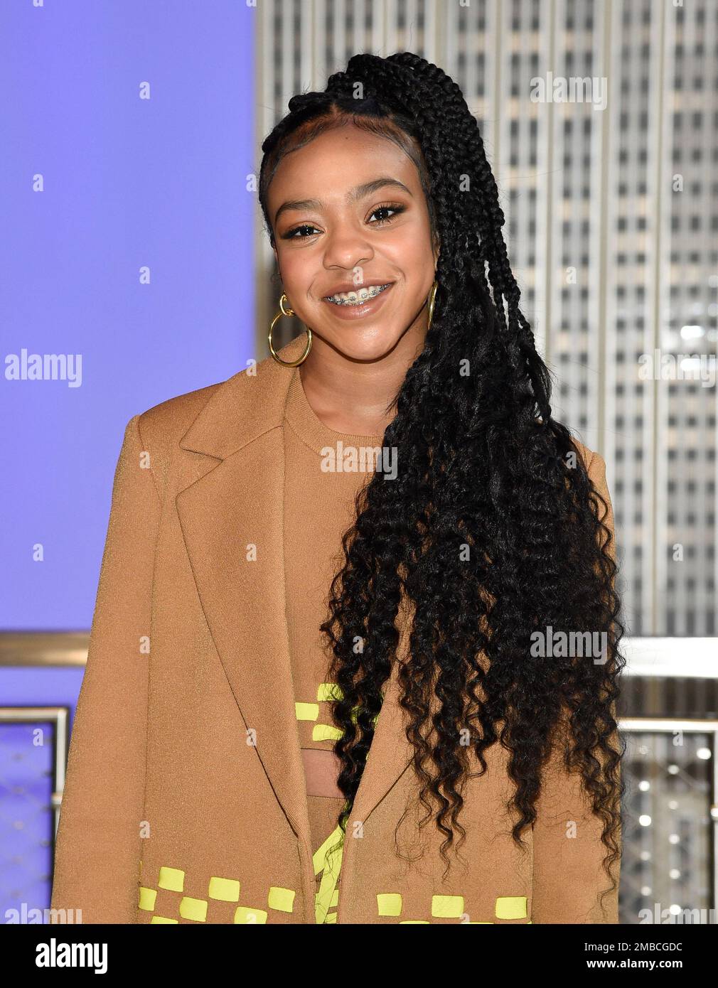 Actor Priah Ferguson participates in the ceremonial lighting of the ...