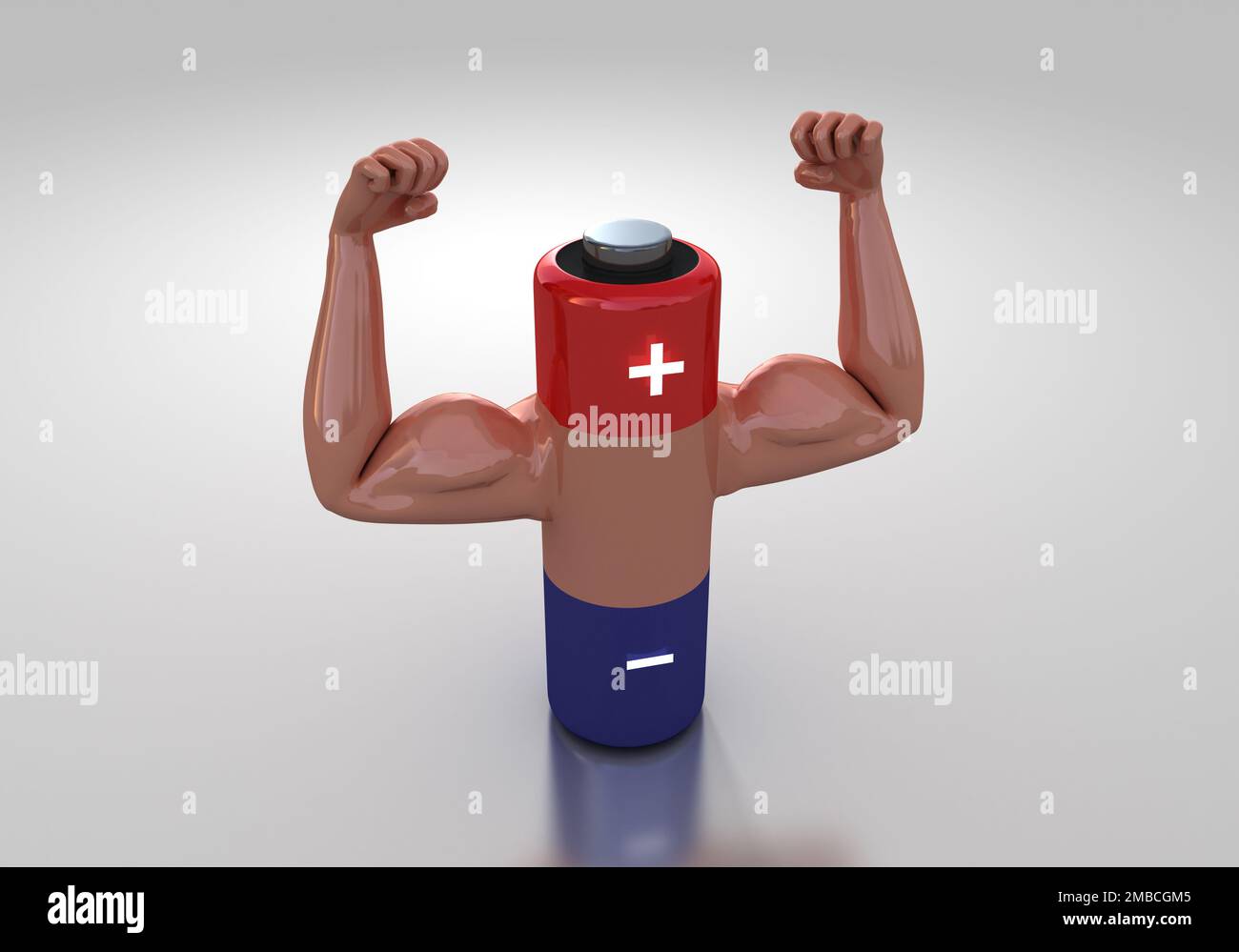 Battery and Muscles - 3D Rendering Stock Photo - Alamy