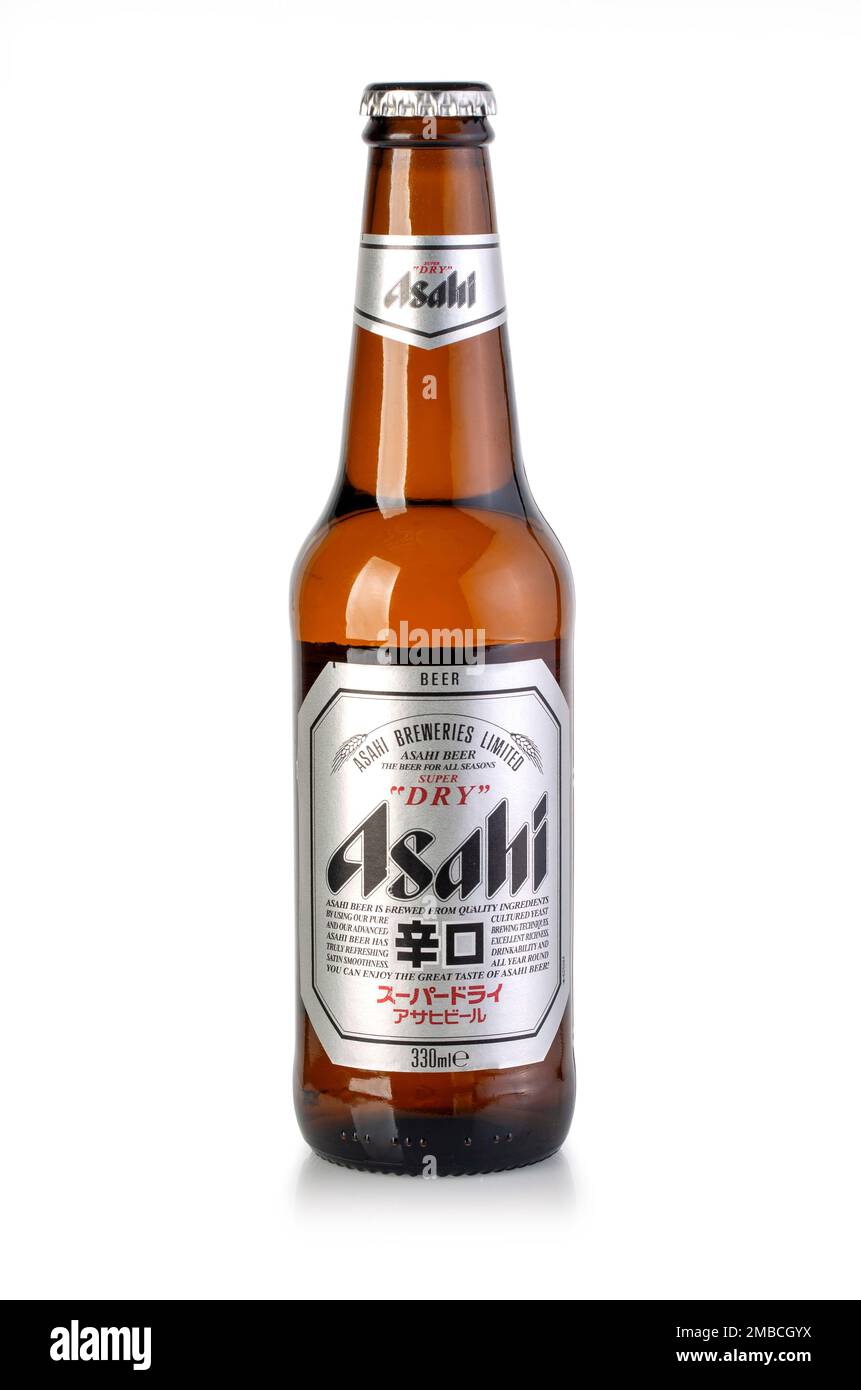 Chisinau, Moldova September 27, 2019: Bottle of Asahi Super Dry Beer on ...