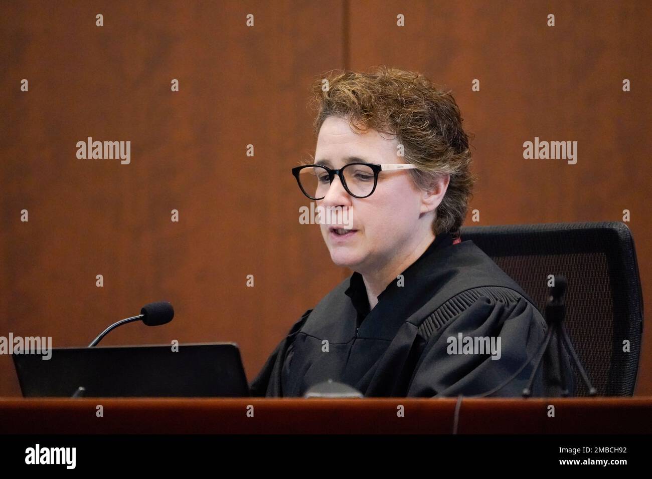 Judge Penney Azcarate speaks in the courtroom at the Fairfax County ...