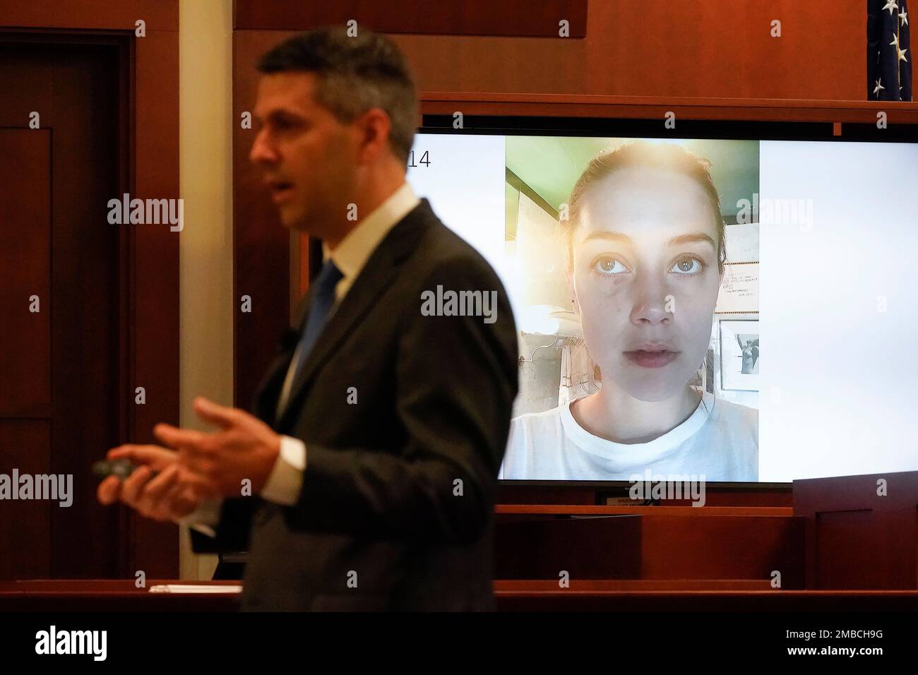 Actor Amber Heard's attorney Benjamin Rottenborn speaks during closing ...