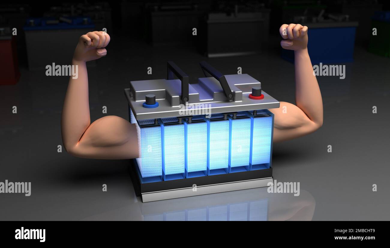 Battery and Muscles - 3D Rendering Stock Photo - Alamy