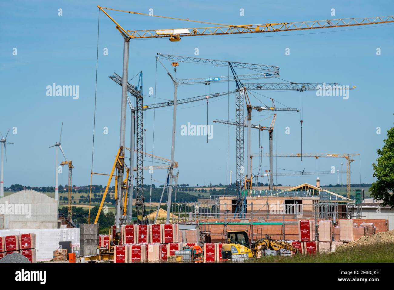 New development area near Bad Wünnenberg, construction sites of various ...