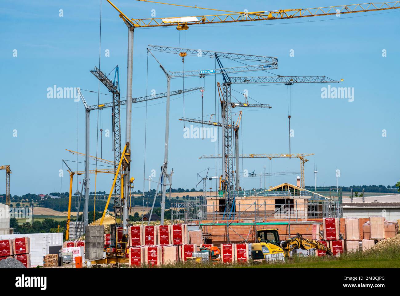 New development area near Bad Wünnenberg, construction sites of various ...